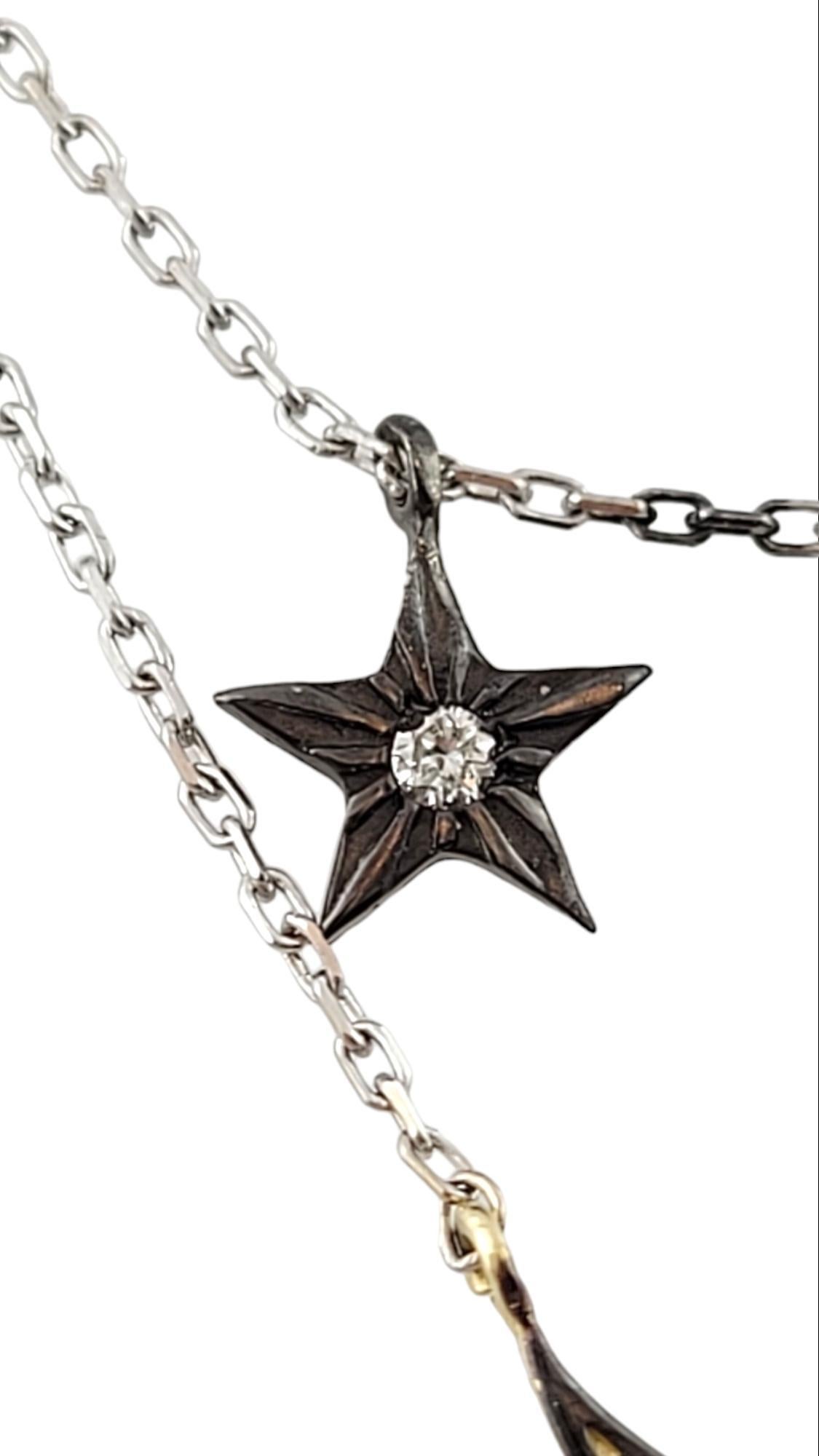 14K White Gold Moon and Star Diamond Pendant Necklace #15891 For Sale ...