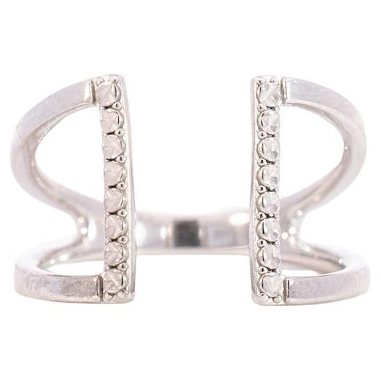 14k White Gold Open Split Shank Cocktail Ring For Sale at 1stDibs