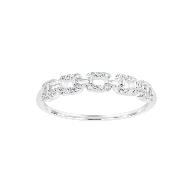 Luxle Round Pave Diamond Link Band Ring in 14k White Gold For Sale at ...