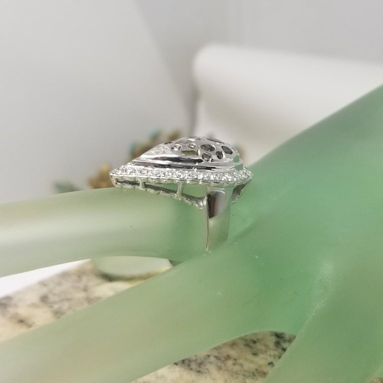 14 Karat White Gold Pear Shape Setting with Natural Brown and White ...