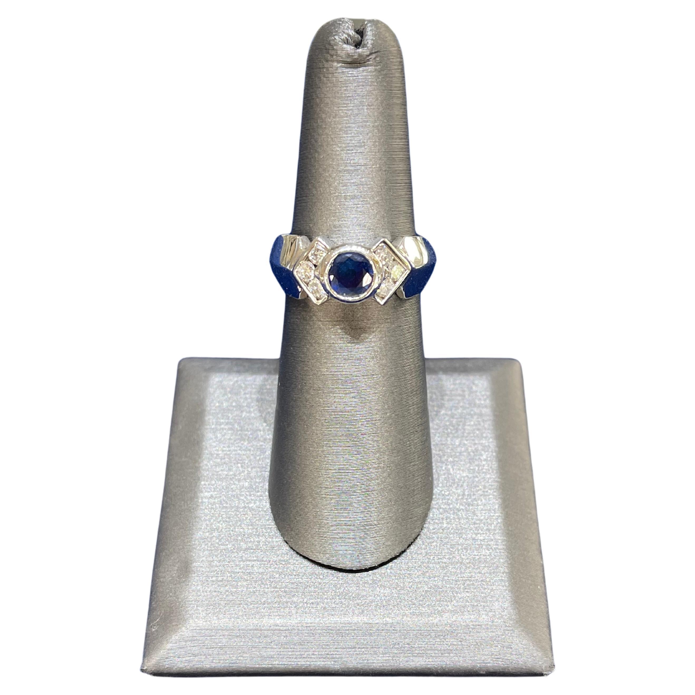 14K White Gold .50 CT Irradiated Blue Diamond and .60 CTW White Diamond ...