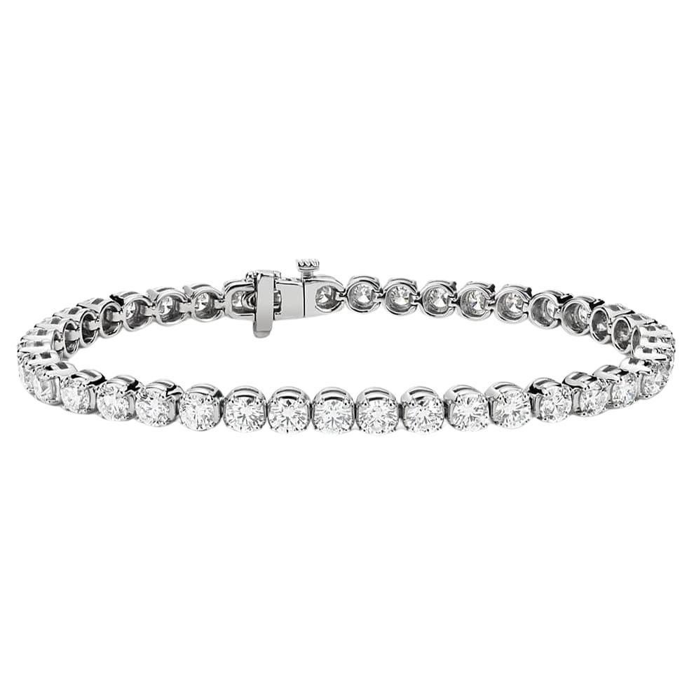 14k White Gold Round Diamond Tennis Bracelet For Sale at 1stDibs