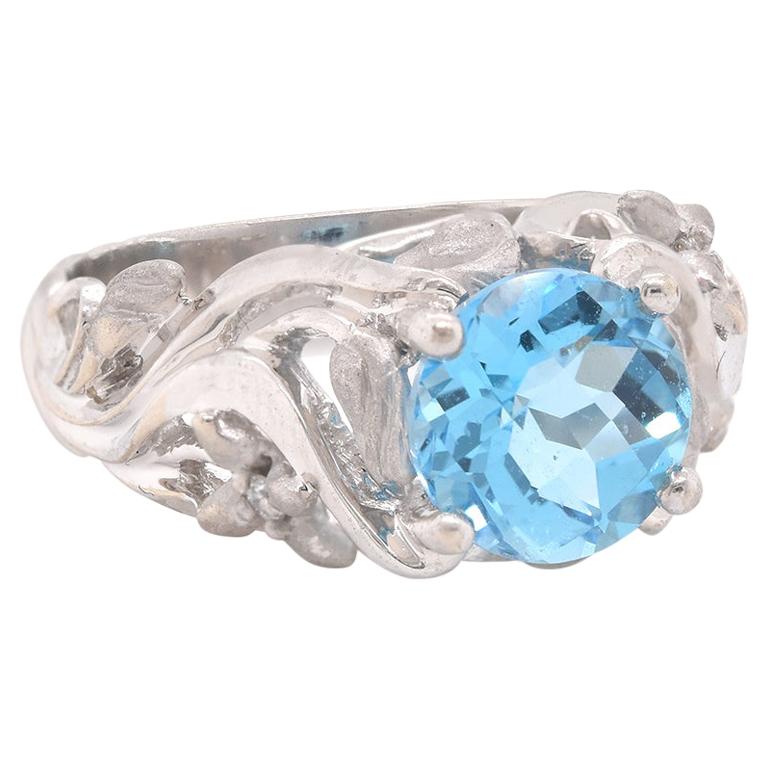 14 Karat White Gold Blue Topaz Ring at 1stDibs
