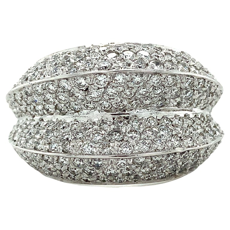 14k White Gold Round White Brilliant Cut Diamond 4CTTW HUGE Band Ring ...