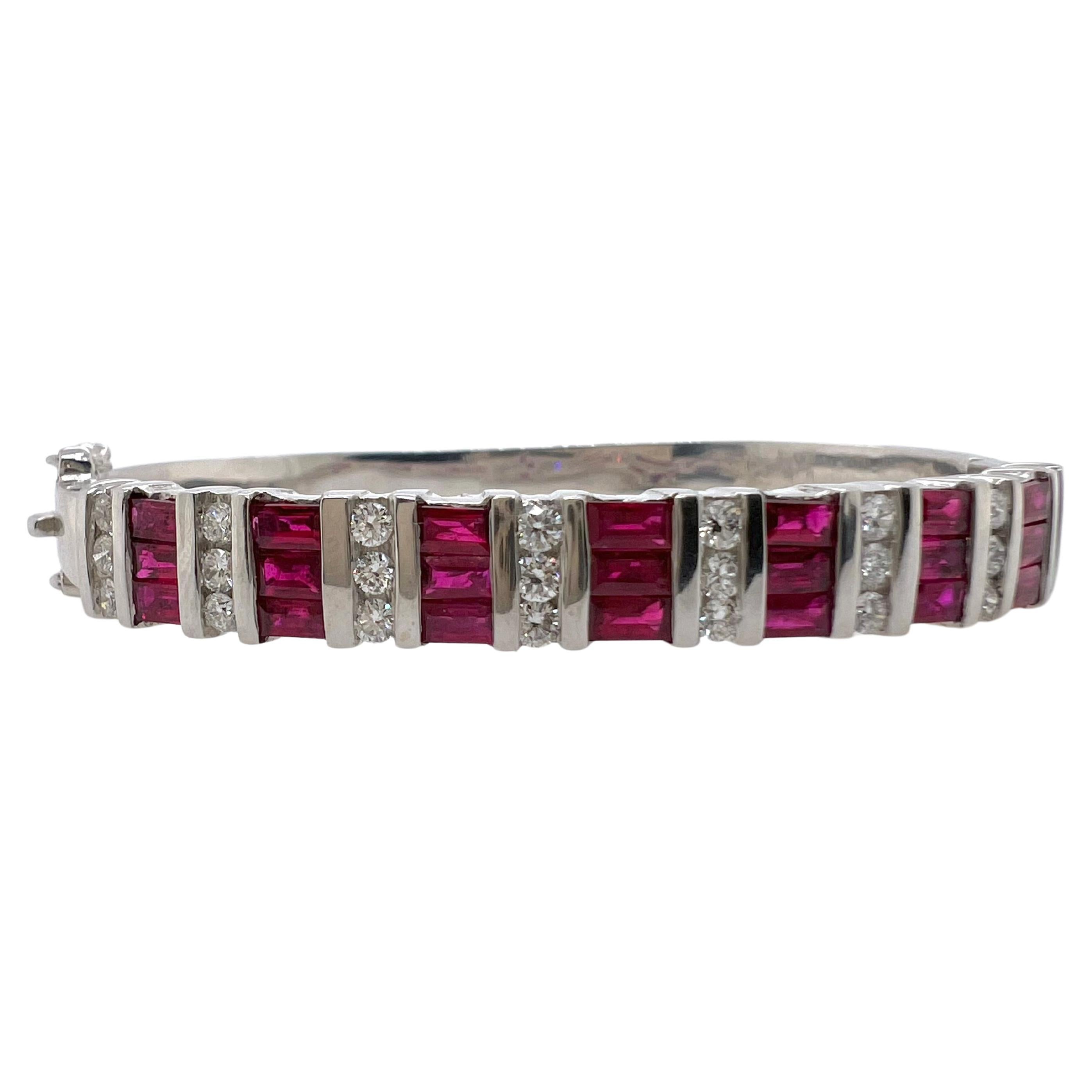 Amoro Ruby Diamond White Gold Bangle Bracelet For Sale at 1stDibs