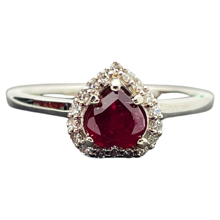 14K White Gold Ruby and Diamond Ring at 1stDibs