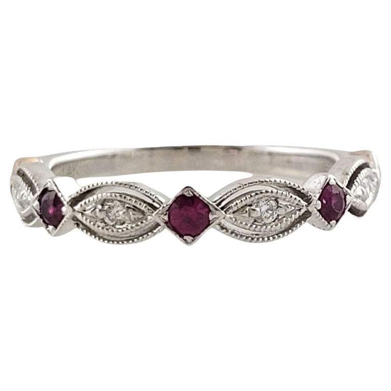14k White Gold Ruby and Diamond Band For Sale at 1stDibs