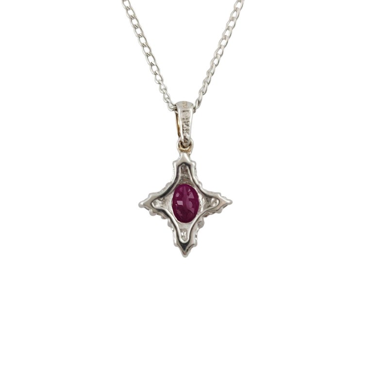 14k White Gold Ruby Diamond Necklace For Sale at 1stDibs