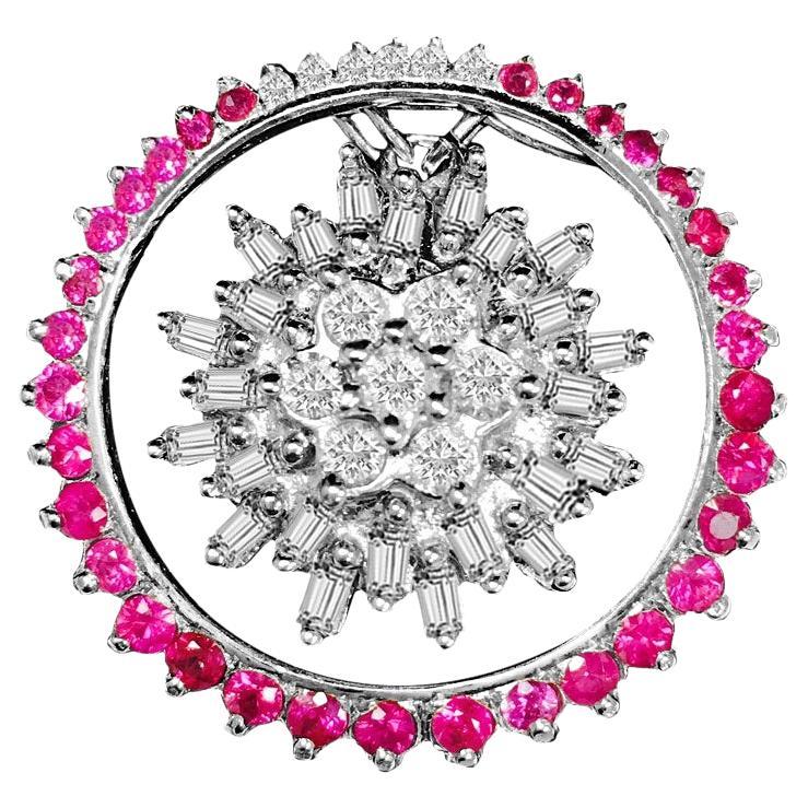 Retro Gold Mouse Ruby Textured Brooch Pin Pendant at 1stDibs