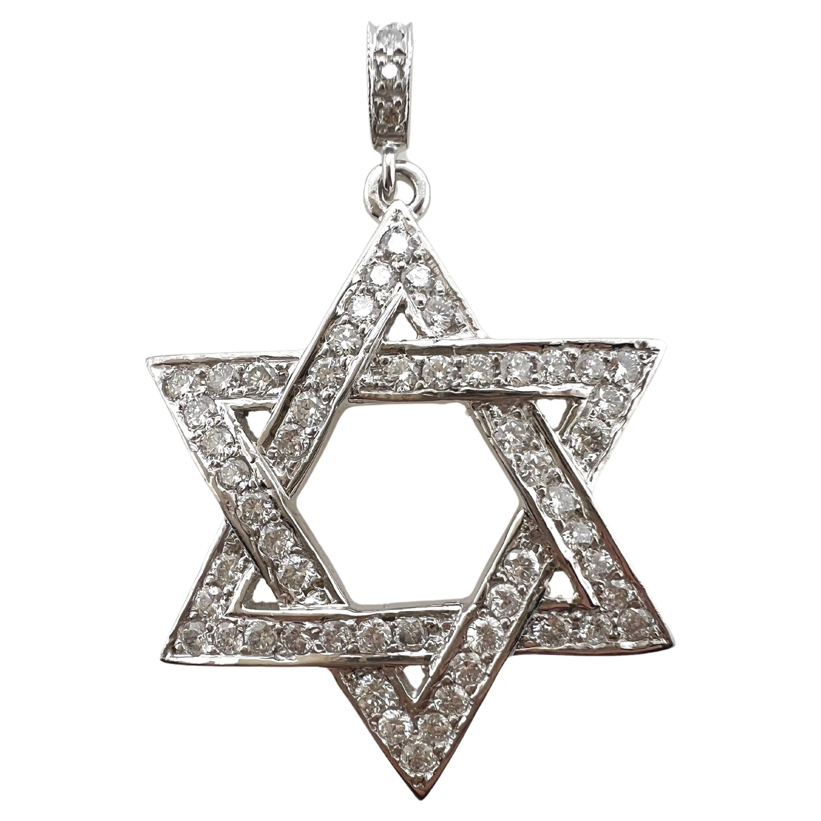 Modernist Triangular Cut Diamond Star of David Pendant at 1stDibs
