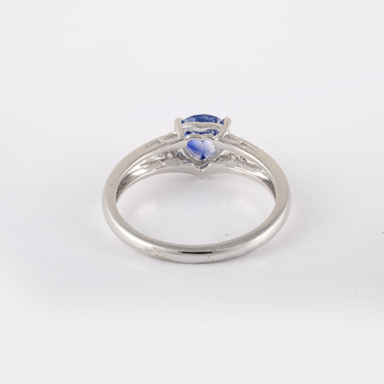 Customizable 14k White Gold Trillion Cut Sapphire Birthstone Engagement ...