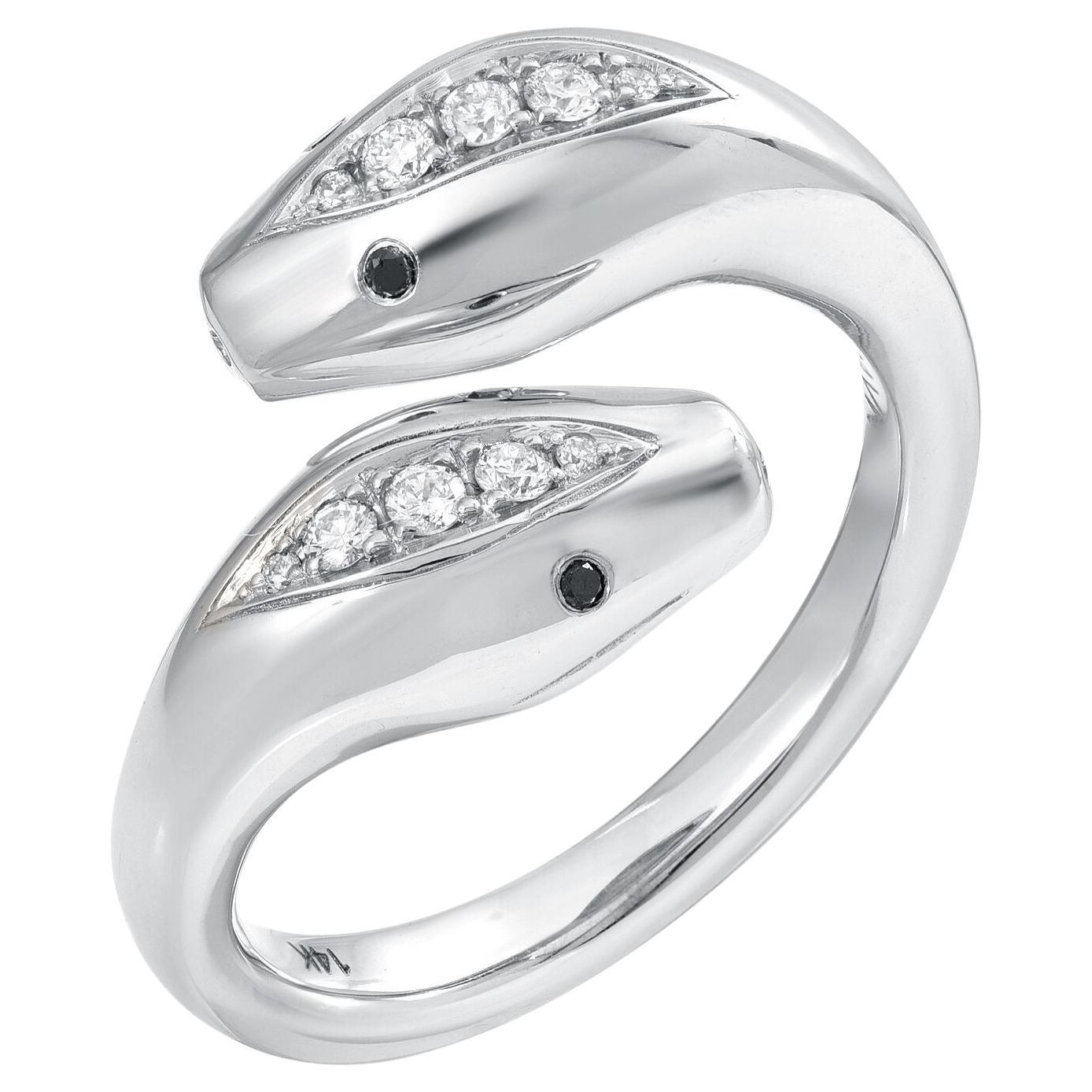 Customizable House of RAVN, 14k Gold 2 Headed Serpent Wrap Ring w ...