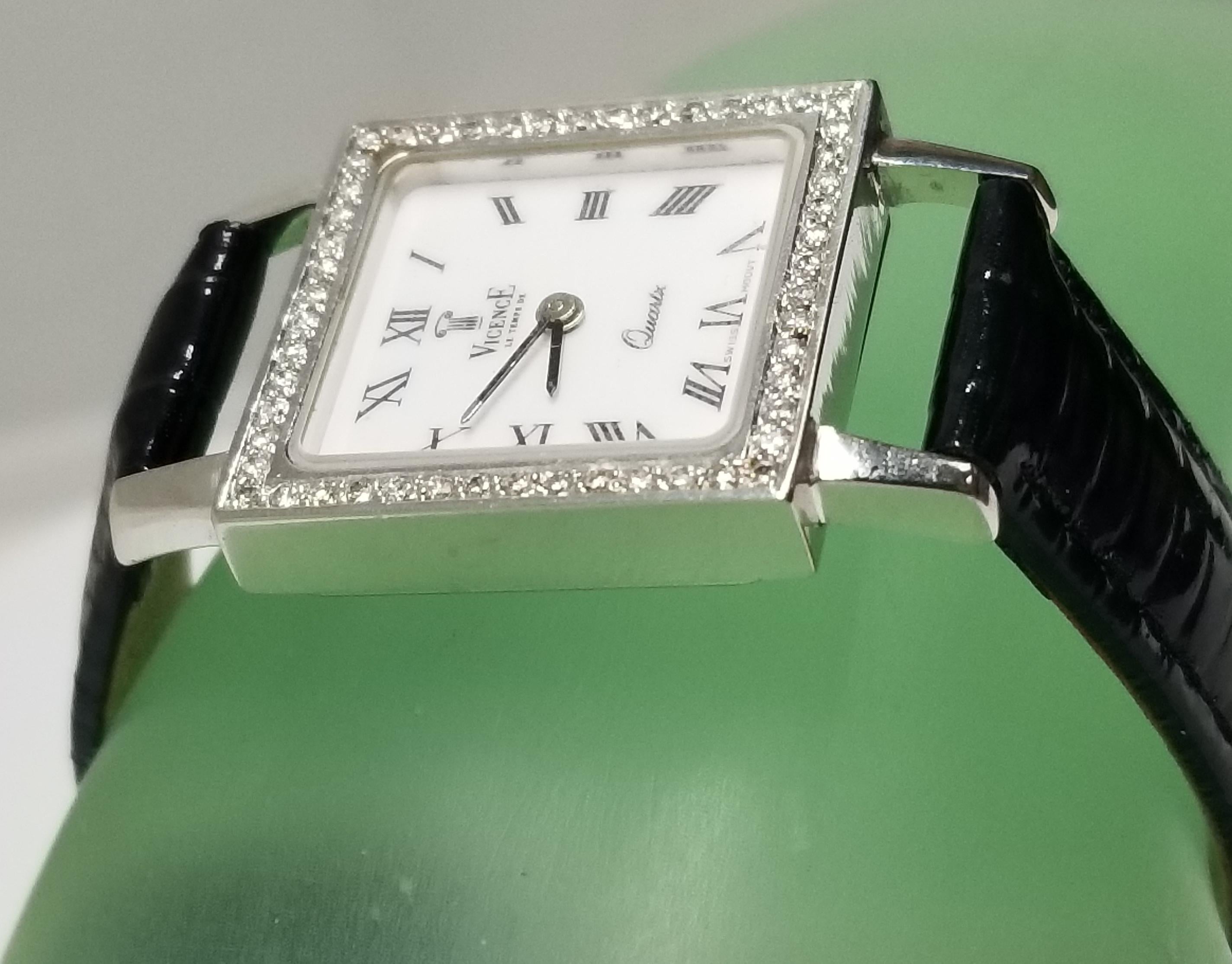 14 Karat White Gold "Vicence" Le Temps De Ladies Diamond Watch For Sale ...