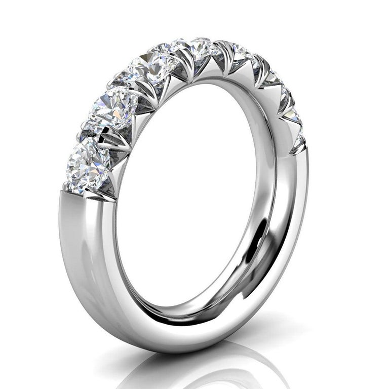 Customizable 14k White Gold Voyage French Pave Diamond Ring '2 Ct. Tw ...
