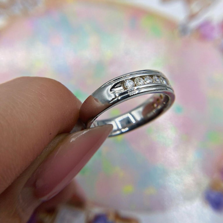 Customizable 14k White Gold Wedding Channel Band For Sale at 1stDibs