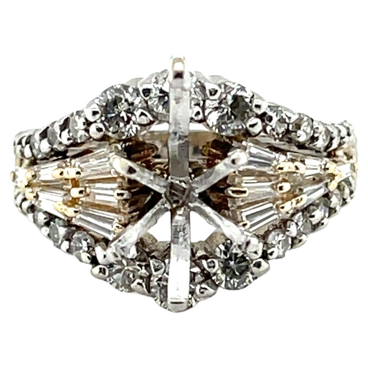 14K White and Yellow Gold Diamond Engagement Ring 1.35 ctw at 1stDibs