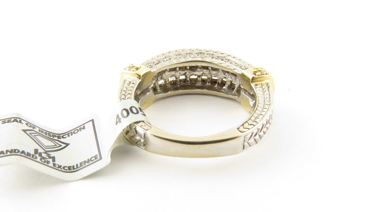 14K White Yellow Gold Square Modified and Round Brilliant Diamond Ring ...