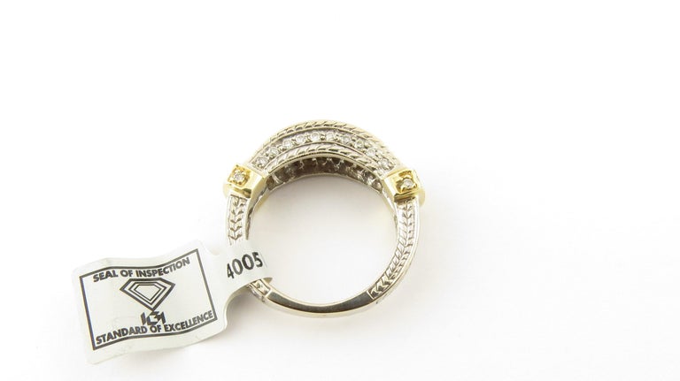 14K White Yellow Gold Square Modified and Round Brilliant Diamond Ring ...