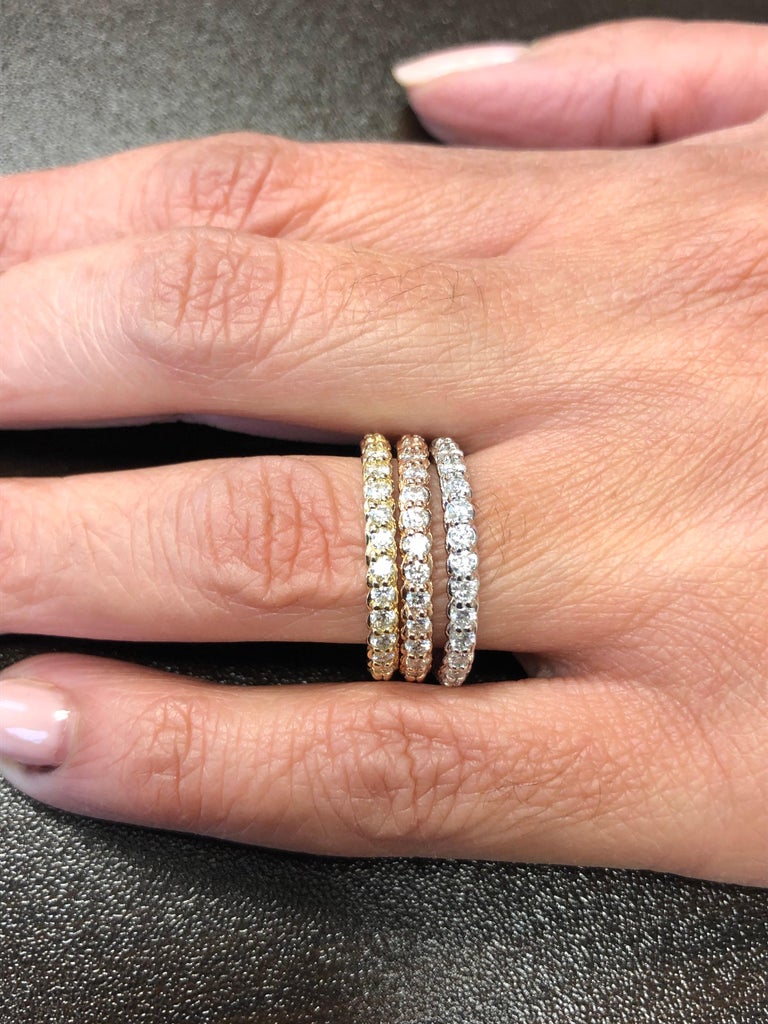 14 Karat White, Yellow, Rose Gold Diamond Eternity Rope Rings For Sale ...