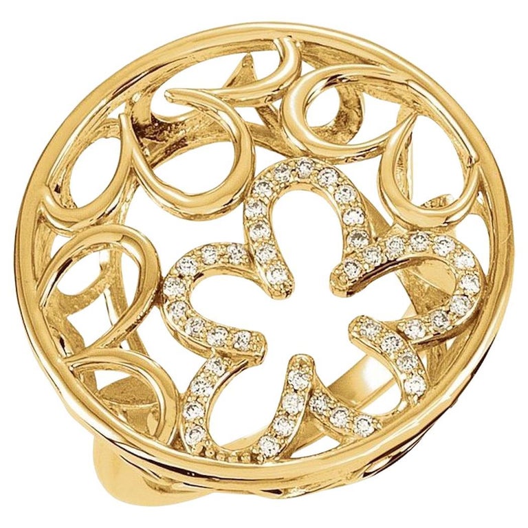 Customizable 14K Yellow .32 Ctw Diamond Floral Chopard Inspired Ring ...