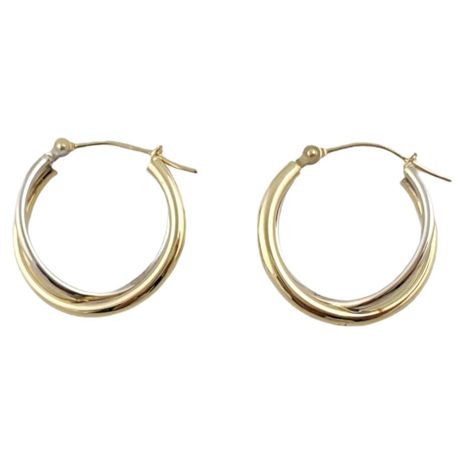 14K Yellow and White Gold Hoop Earrings For Sale at 1stDibs