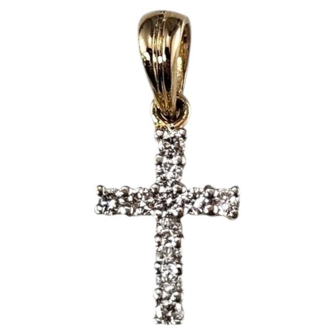 14K Yellow and White Gold Diamond Cross Pendant #23130 For Sale at 1stDibs