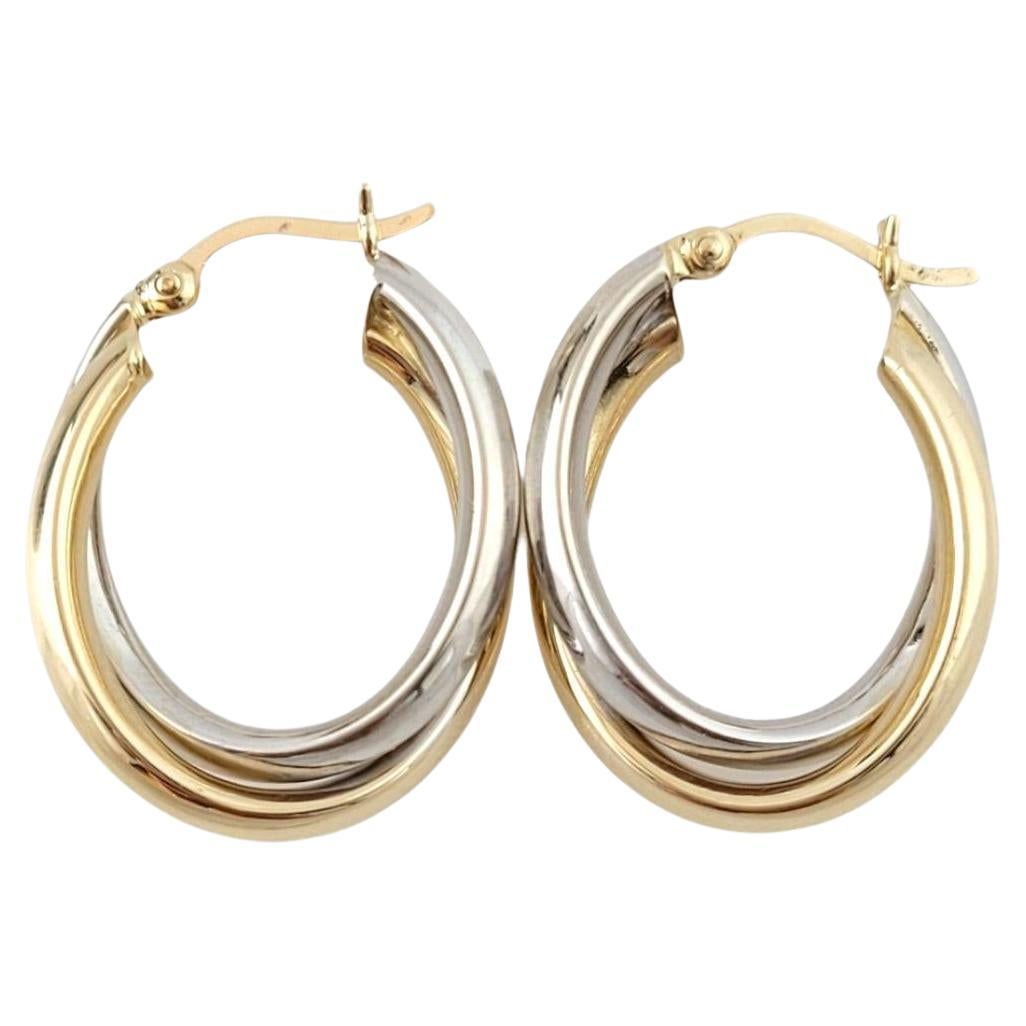14K Yellow and White Gold Two Tone Double Hoop Earrings #15058 For Sale ...