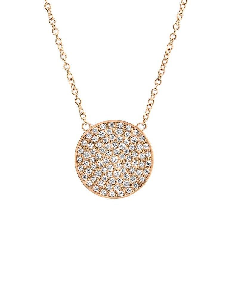 14k Yellow Diamond Disc Necklace For Sale at 1stDibs