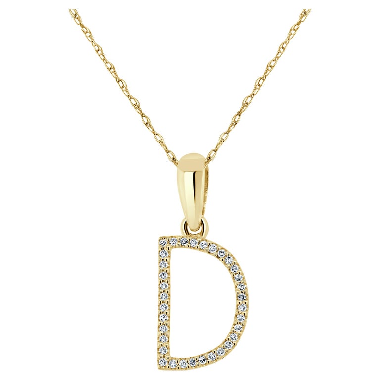 14K Yellow Gold 0.10ct Diamond Initial D Pendant for Her For Sale at ...