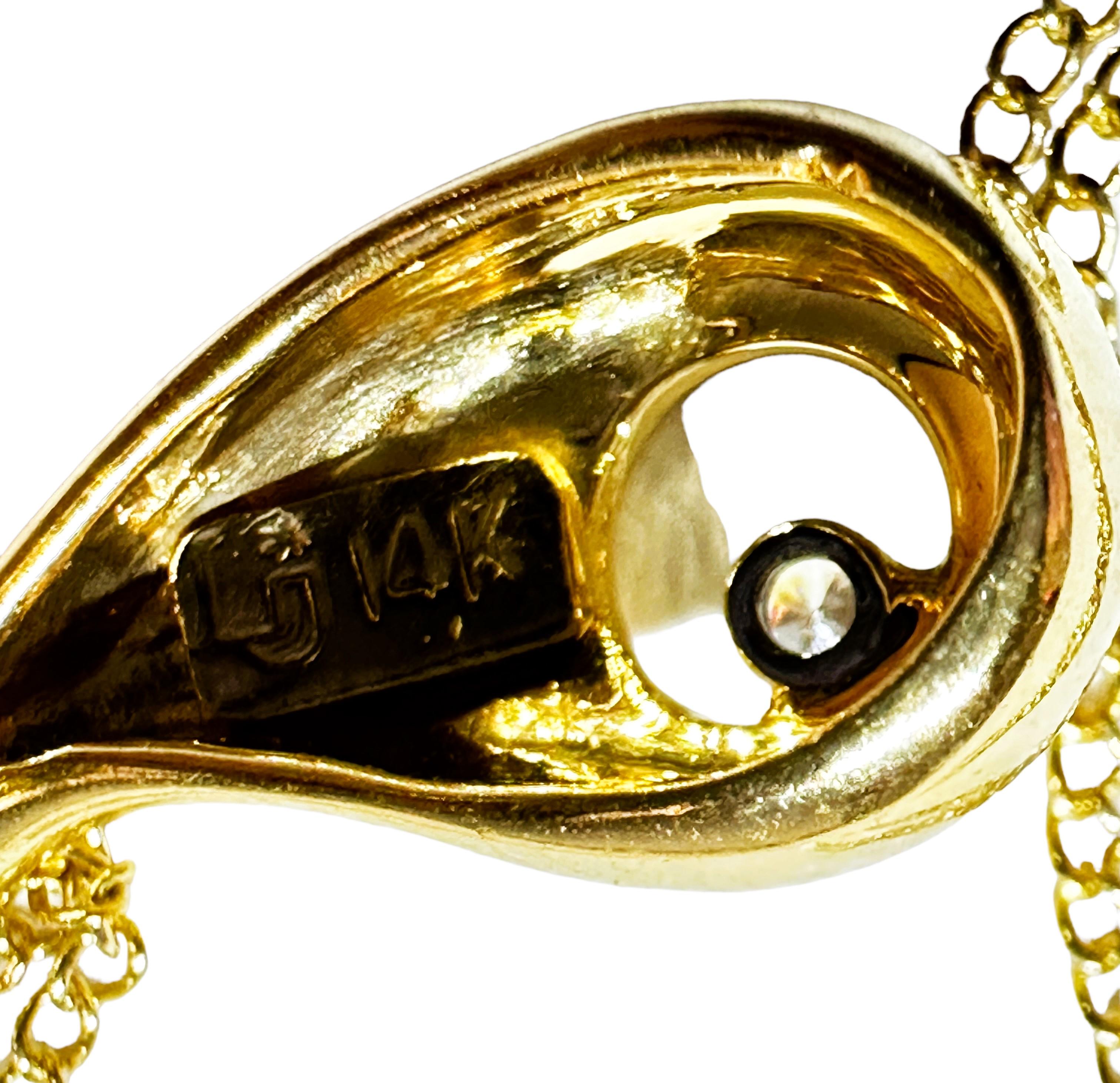 14k Yellow Gold ..025 cwt Diamond Tear Drop Pendant and 14k Gold Chain ...