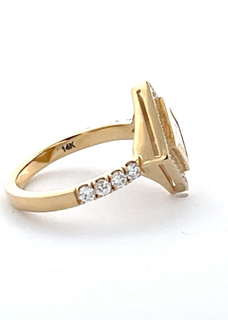 14K Yellow Gold 0.74ct Princess Cut Diamond Ring For Sale at 1stDibs
