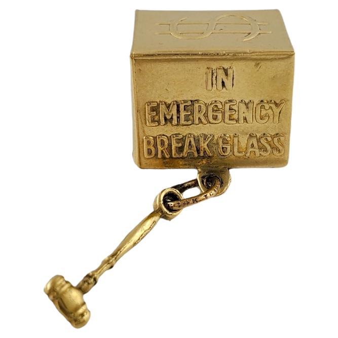 14k Yellow Gold Money Box "in Emergency Break Glass" Charm For Sale at ...