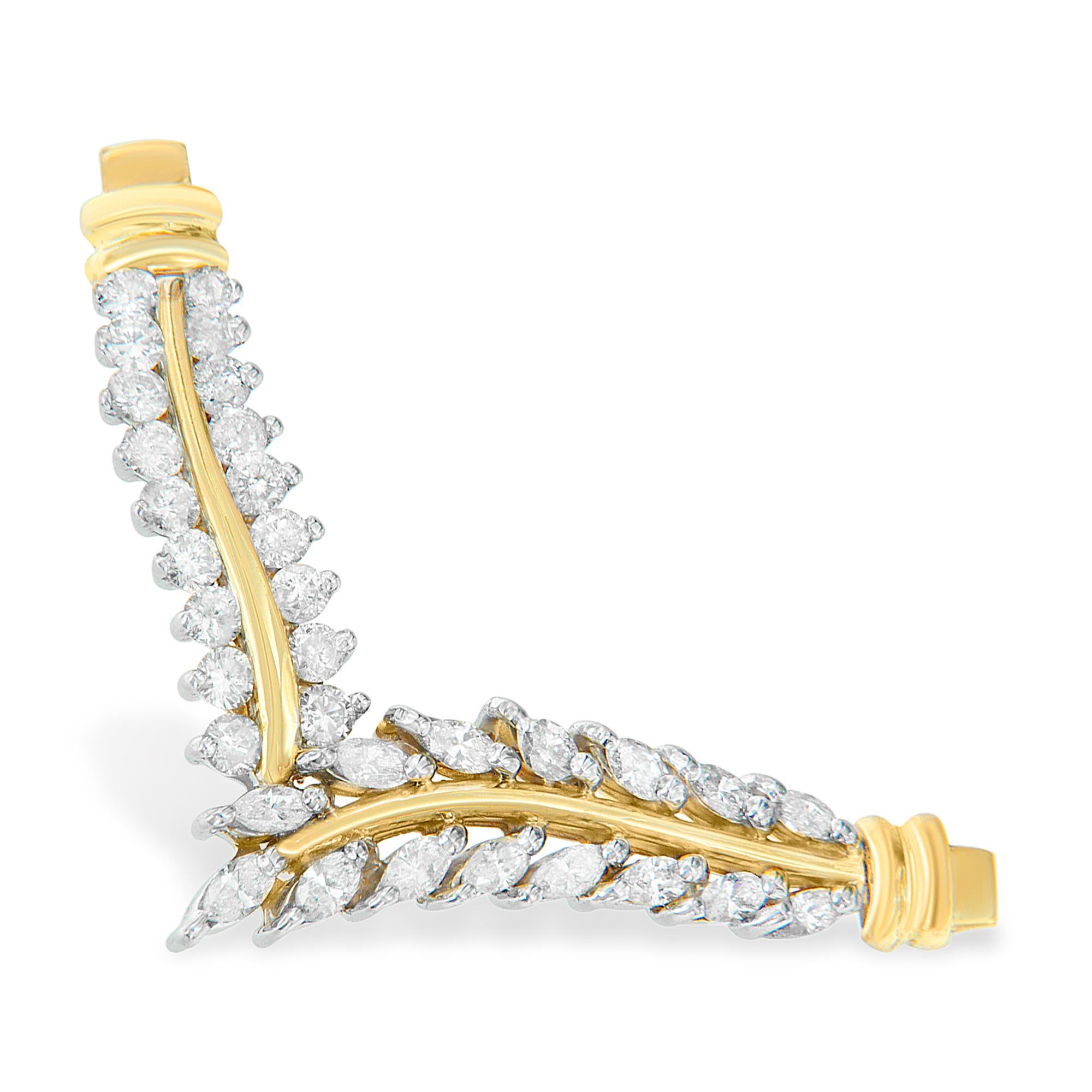 14K Yellow Gold 1.0 Carat Diamond 'V' Shape Pendant Necklace at 1stDibs ...