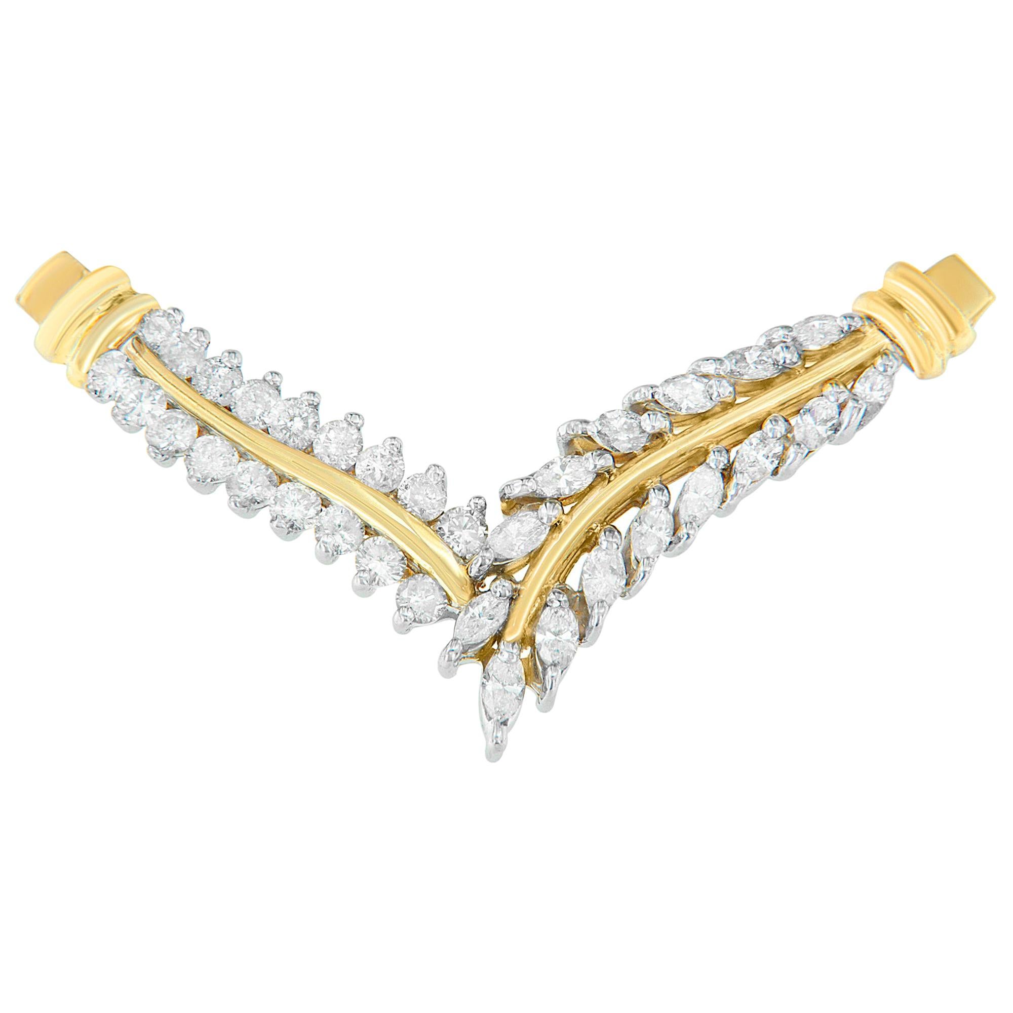 14K Yellow Gold 1.0 Carat Diamond 'V' Shape Pendant Necklace at 1stDibs ...