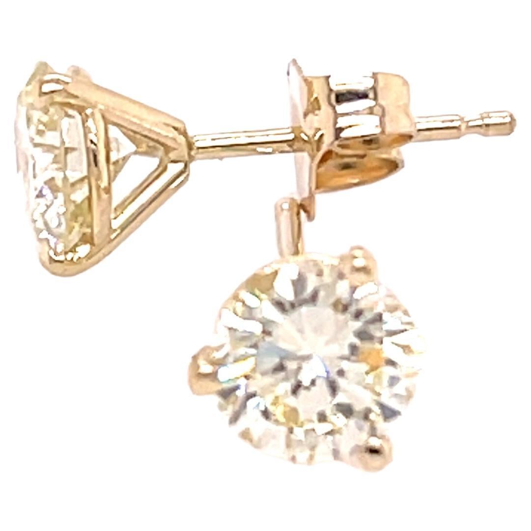 4-Prong Setting Pave Diamond Round Stud Earring Pair 14K Gold 1.01 ct ...