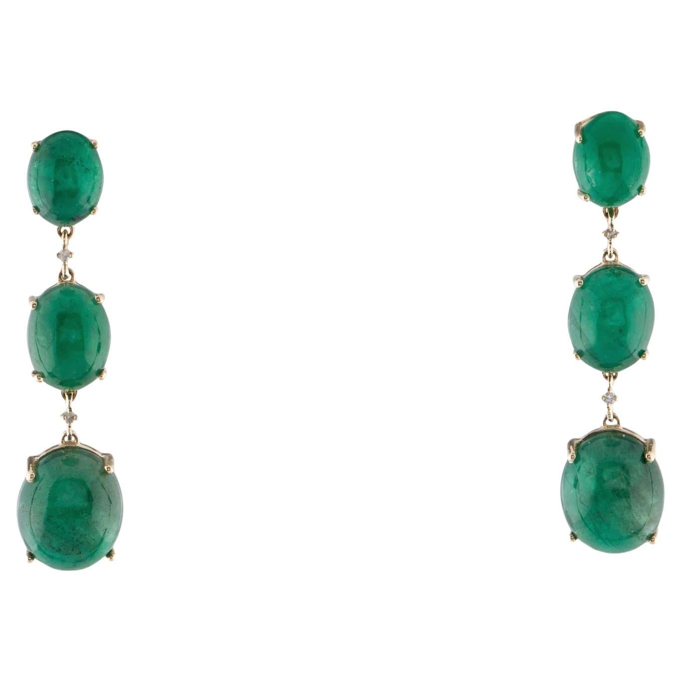 14K Yellow Gold 22.47ctw Emerald and Diamond Drop Earrings For Sale at ...