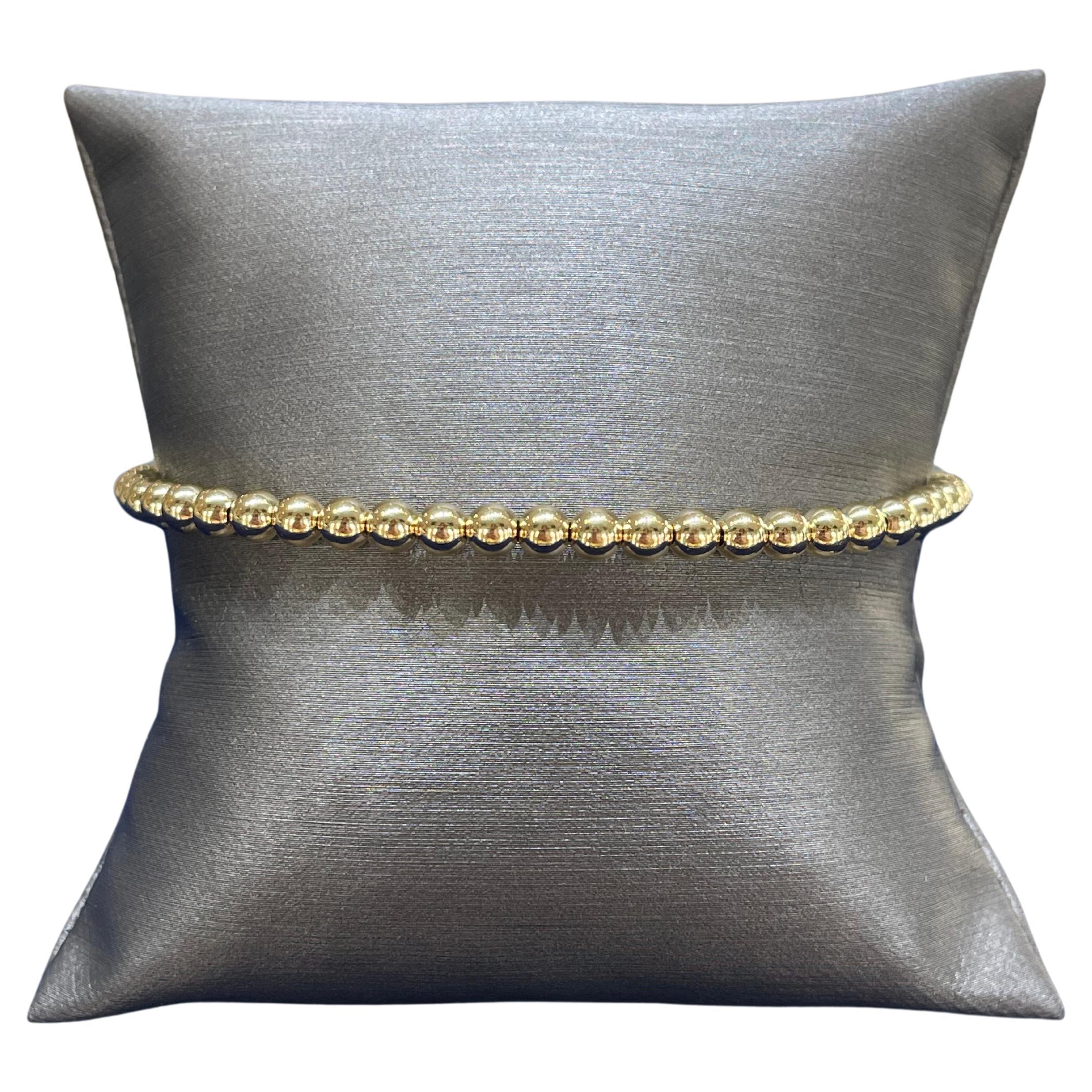 Yellow Gold Twisted Fancy Double Bead Chain Bracelet 7" - 14k For Sale ...