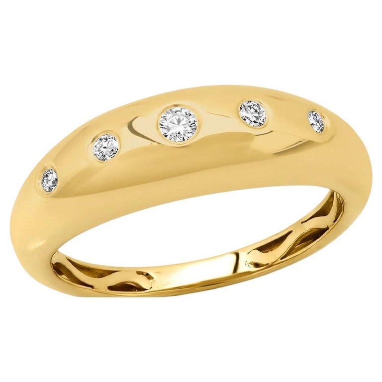 14k Yellow Gold and 5 Diamond Gypsy Ring For Sale at 1stDibs