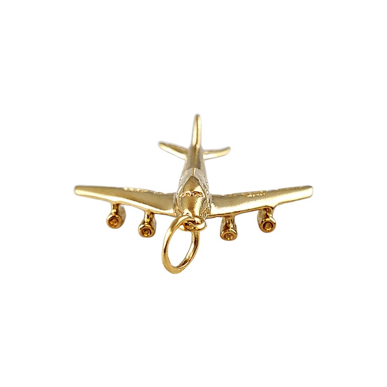 14K Yellow Gold Airplane Charm at 1stDibs