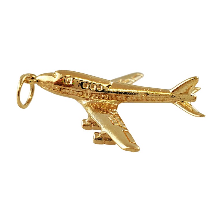 14K Yellow Gold Airplane Charm at 1stDibs
