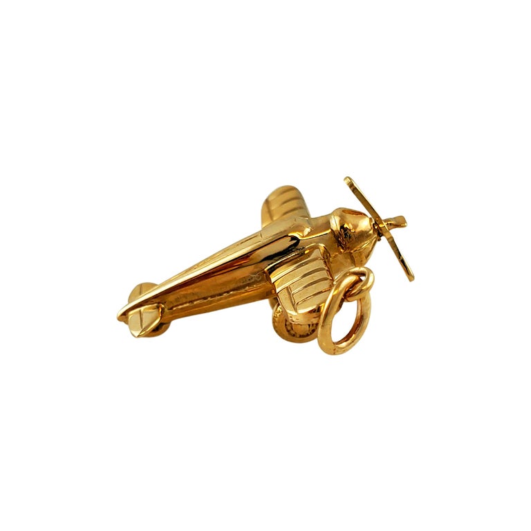 14K Yellow Gold Airplane Charm at 1stDibs