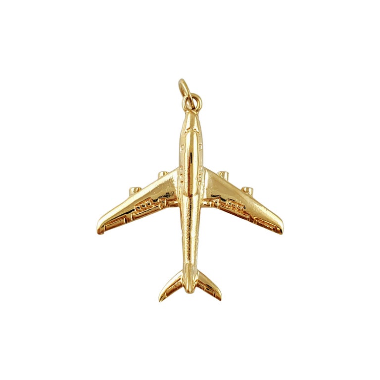 14K Yellow Gold Airplane Charm at 1stDibs