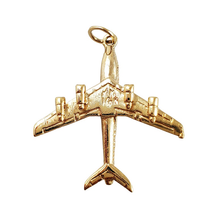 14K Yellow Gold Airplane Charm at 1stDibs
