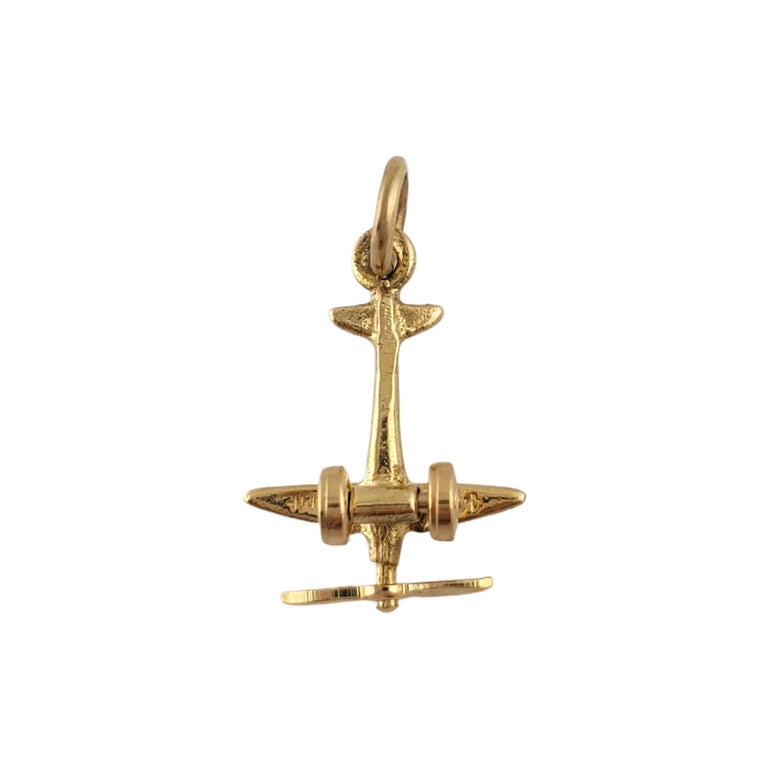 14K Yellow Gold Airplane Charm For Sale at 1stDibs