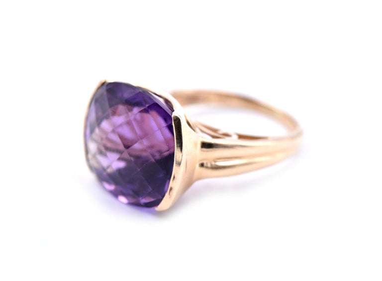 14 Karat Yellow Gold Amethyst Ring For Sale at 1stDibs | 14 karat gold ...