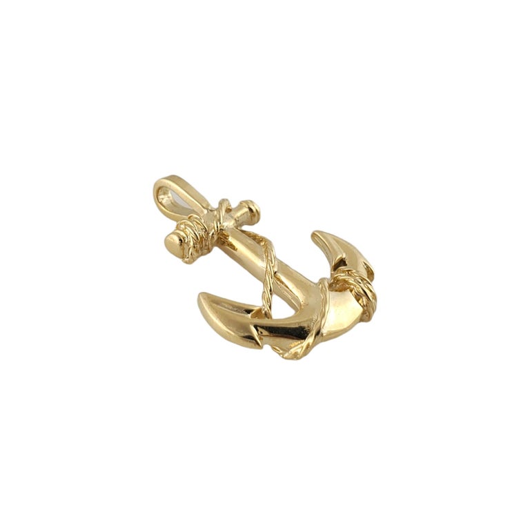 14K Yellow Gold Anchor Pendant For Sale at 1stDibs