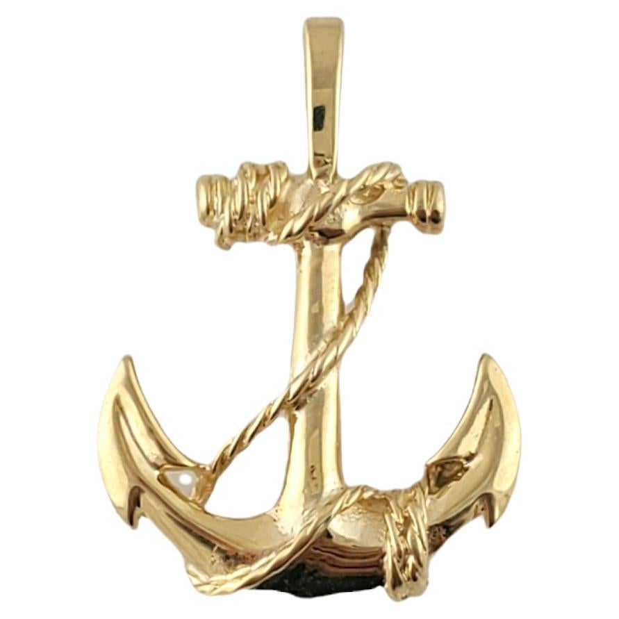 Anchor with Rope 14K Yellow Gold Pendant For Sale at 1stDibs