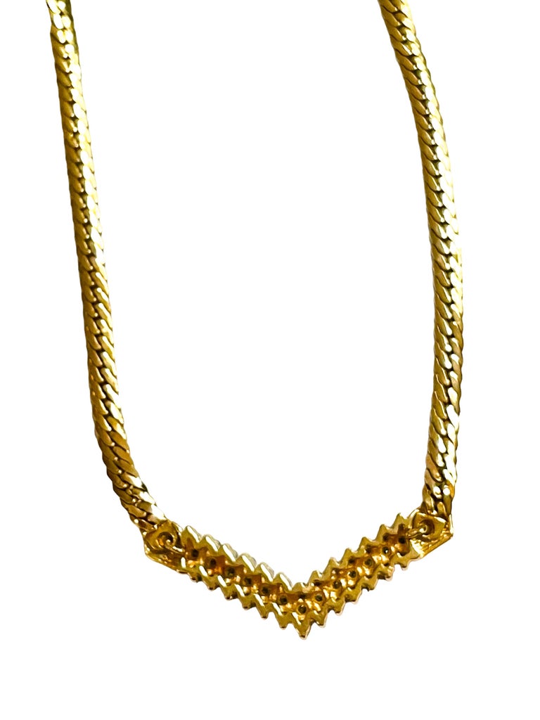 14k Yellow Gold and 1 Carat Diamond Chevron Necklace with Appraisal ...