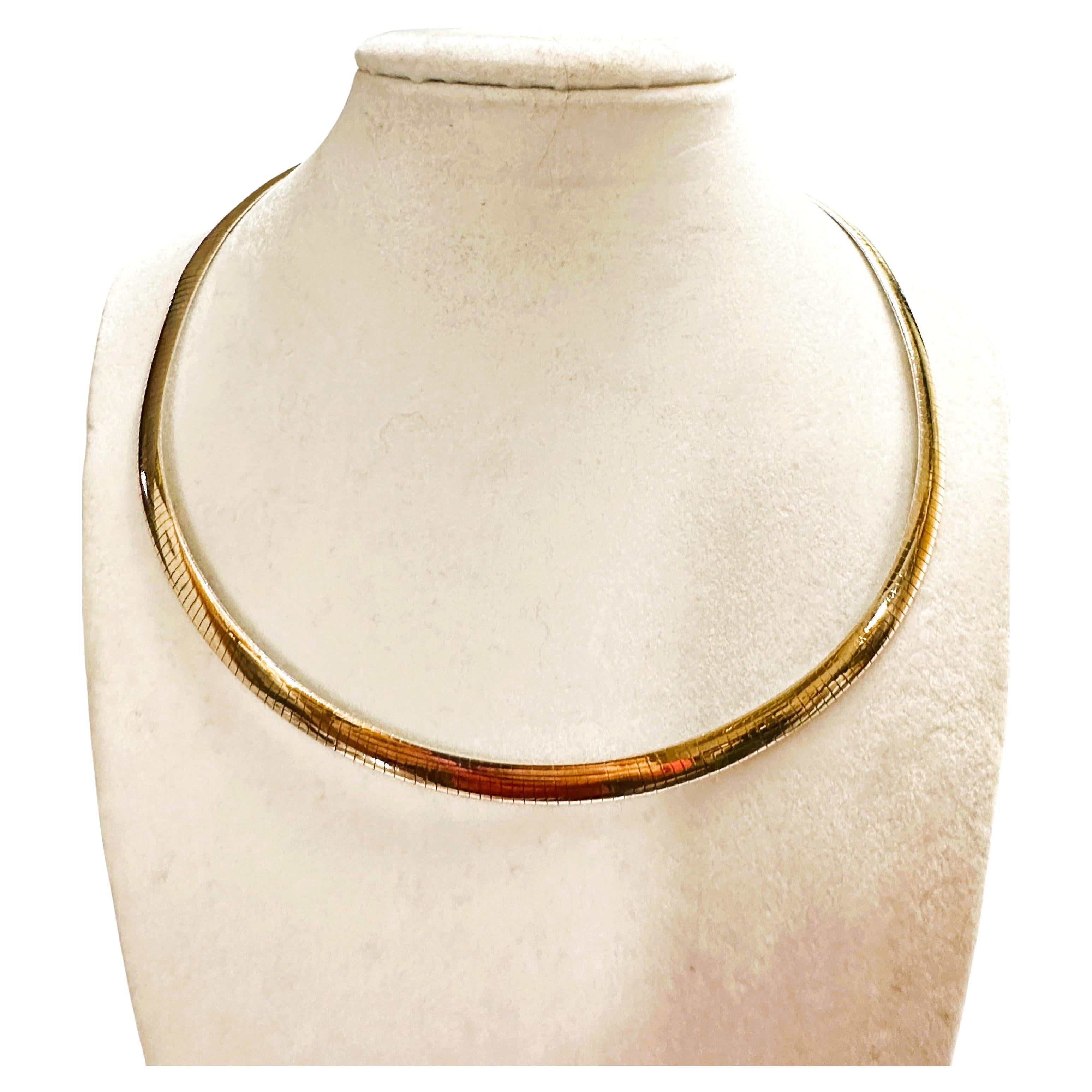 14k Yellow Gold and 925 Sterling Silver Reversible 6 mm Omega Necklace ...
