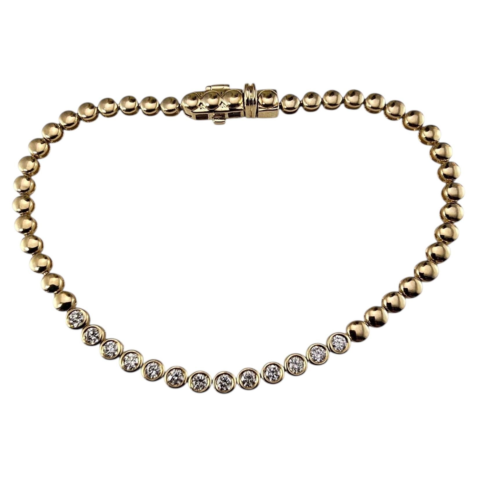 14K Yellow Gold Diamond Link Bracelet For Sale at 1stDibs